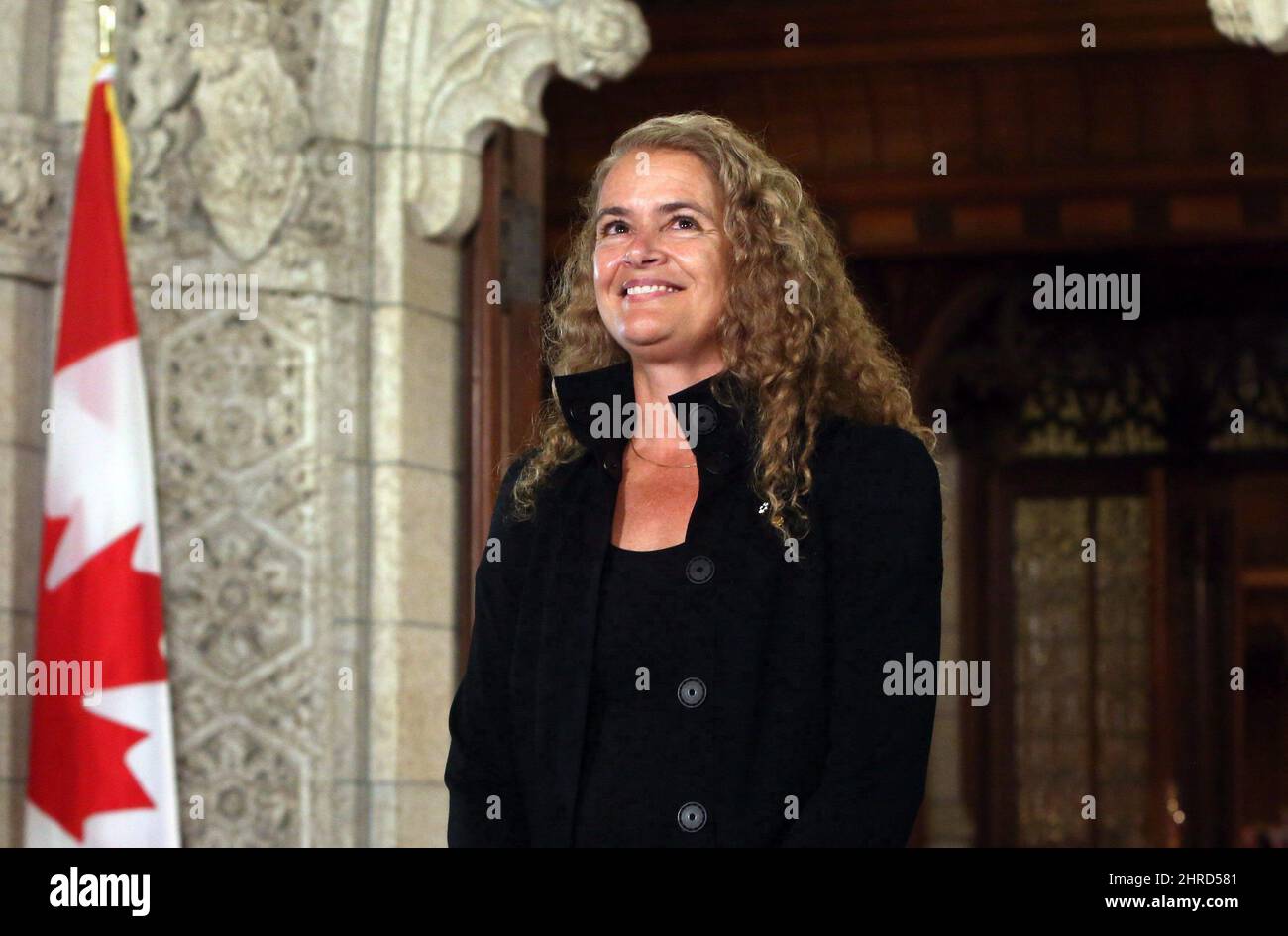 Former astronaut, and Governor General designate, Julie Payette, smiles after she was introduced ...