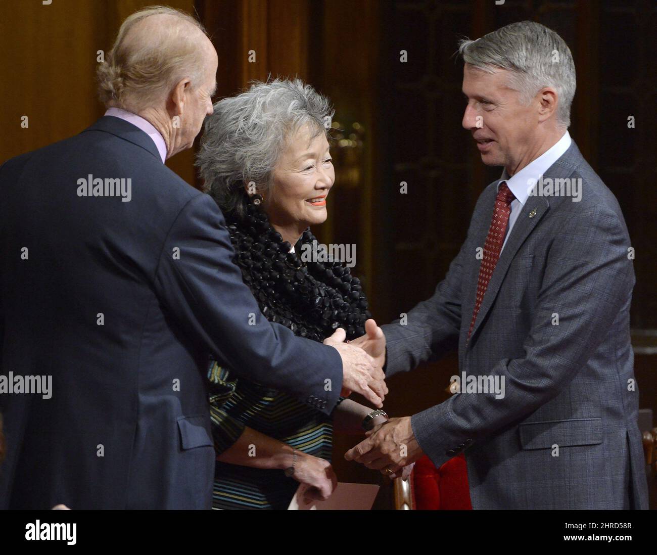 MP Andrew Leslie, right, speaks with former Governor General Adrienne ...