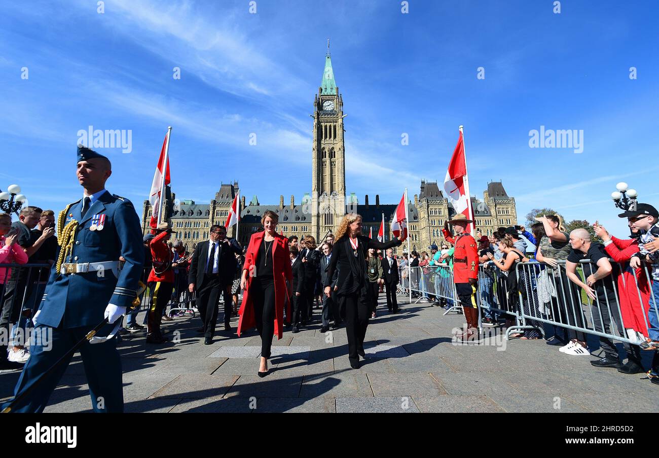 Canada's 29th Governor General Julie Payette walks with Minister of Canadian Heritage Melanie ...