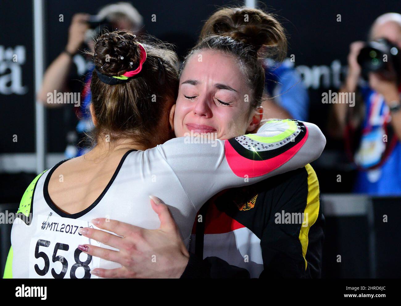 Pauline Schaefer, of Germany, embraces bronze medalist and teammate ...