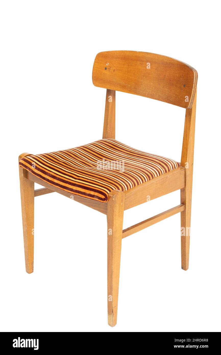 Polish original wooden chair from the 70's and 80's. Front angle view ...