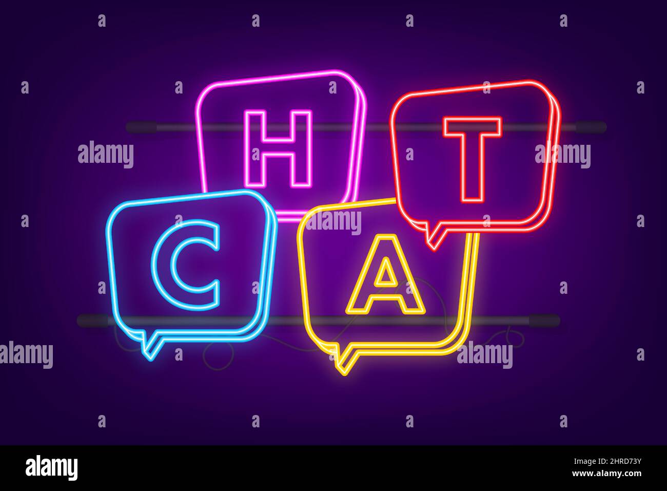 Chat Message Bubbles neon icon on white background. Vector stock ...