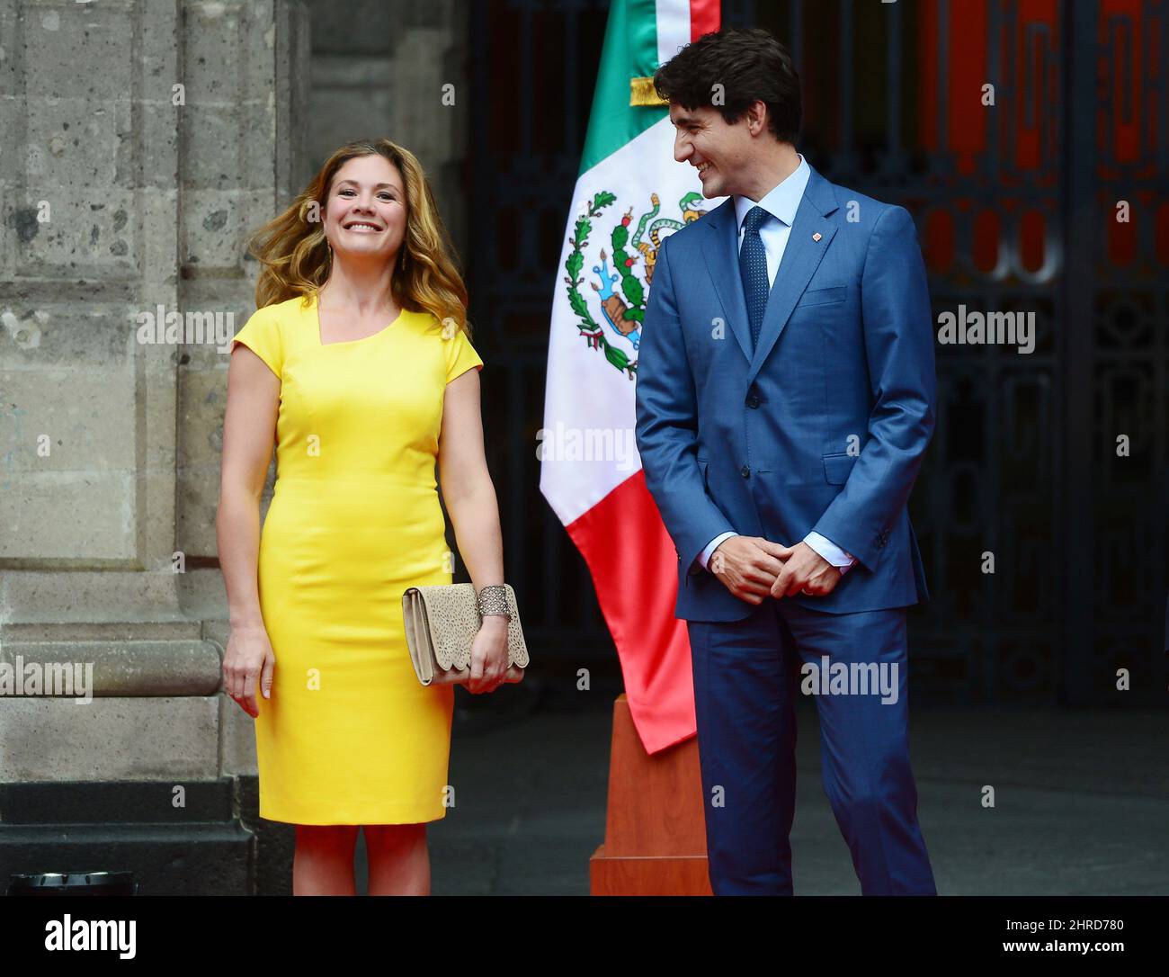 Canadian Prime Minister Justin Trudeau shares a laugh with his wife ...