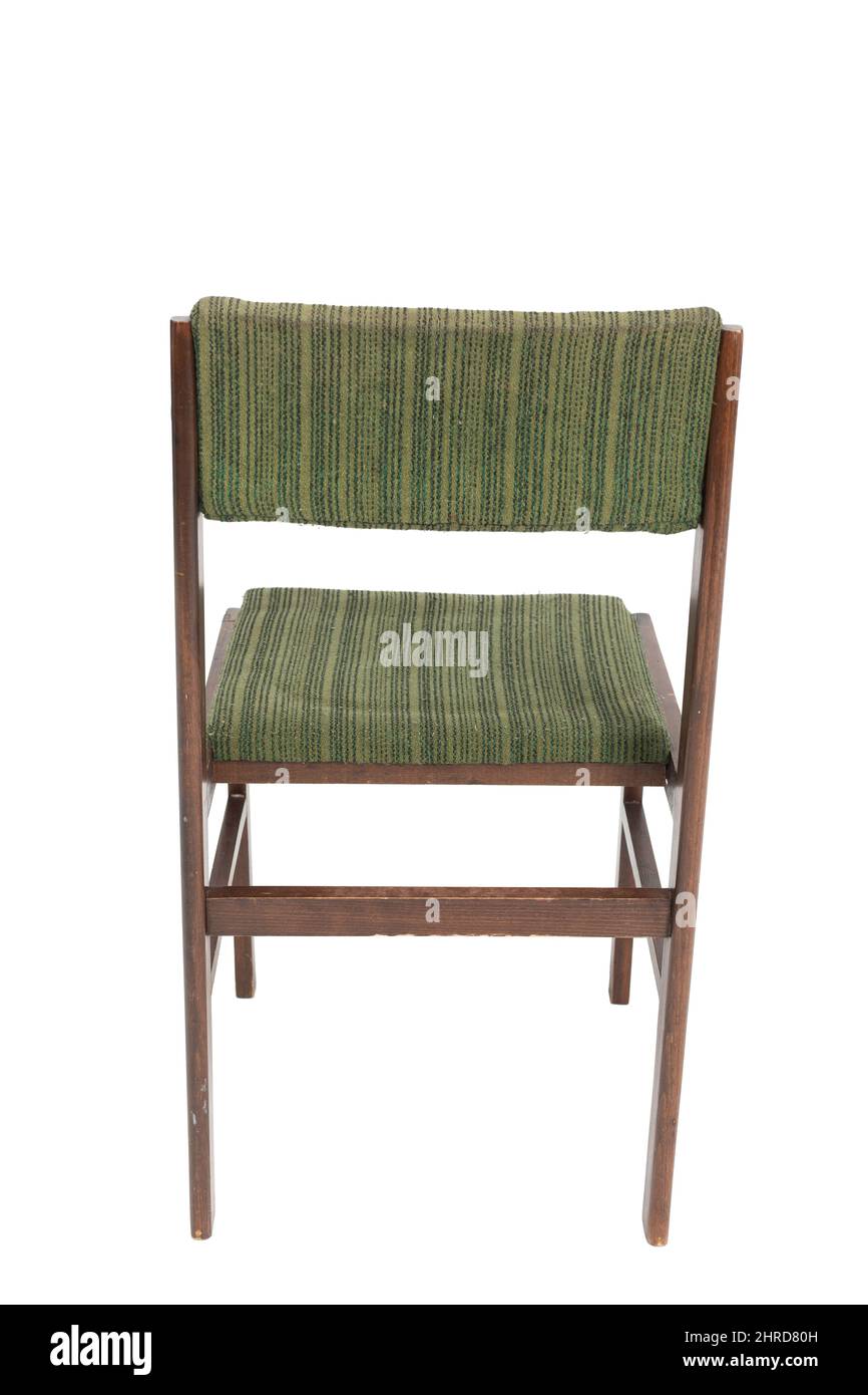 Polish original chair from the 70s and 80s with green stripes. Rear ...