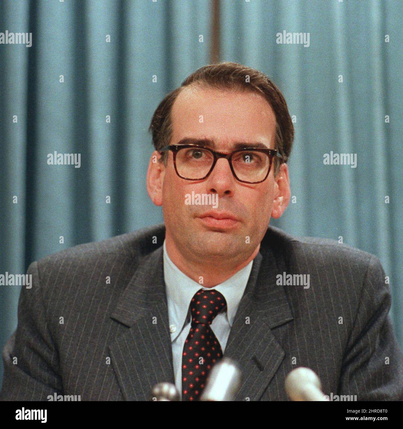 Michael Pitfield attends a news conference in Ottawa, Ont. in 1982 ...