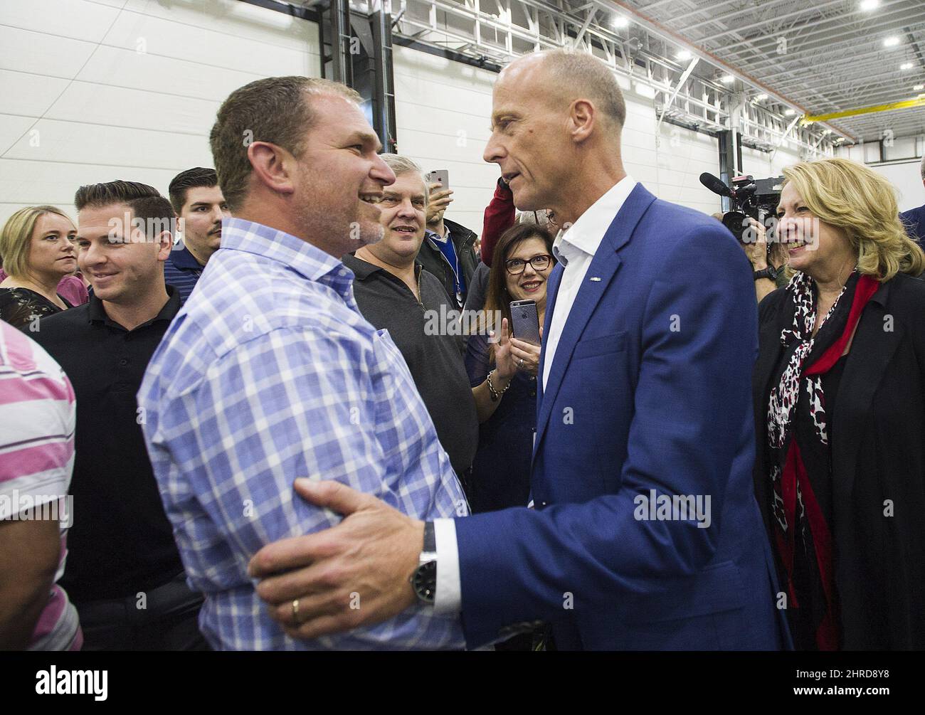 Airbus CEO Tom Enders greets Bombardier employees during a visit to ...
