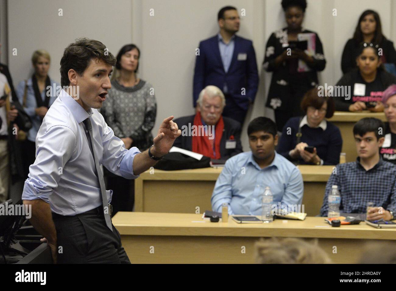 Prime Minister Justin Trudeau speaks with high school students about ...