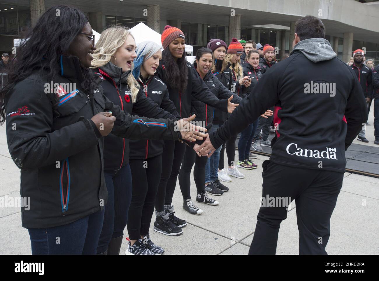 Members of Canada's World Cup Bobsled and Skeleton teams pose during an ...