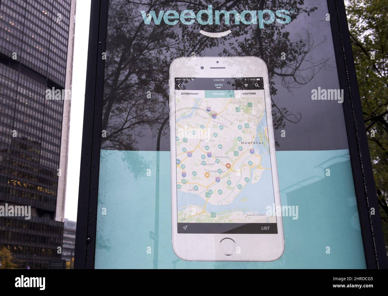 A sign advertising a Weedmaps mobile phone app Thursday, November 2 ...