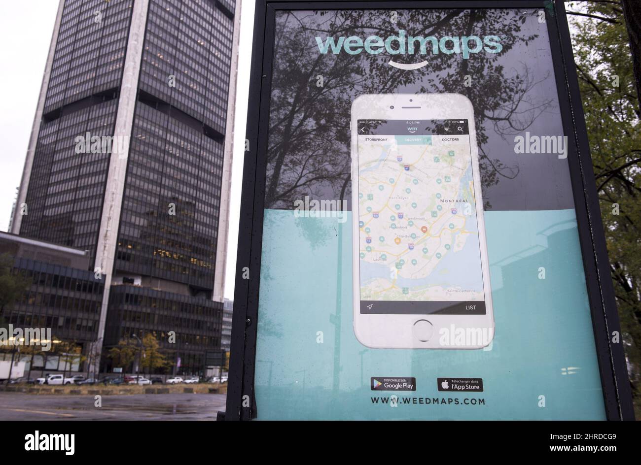 A sign advertising a Weedmaps mobile phone app Thursday, November 2 ...
