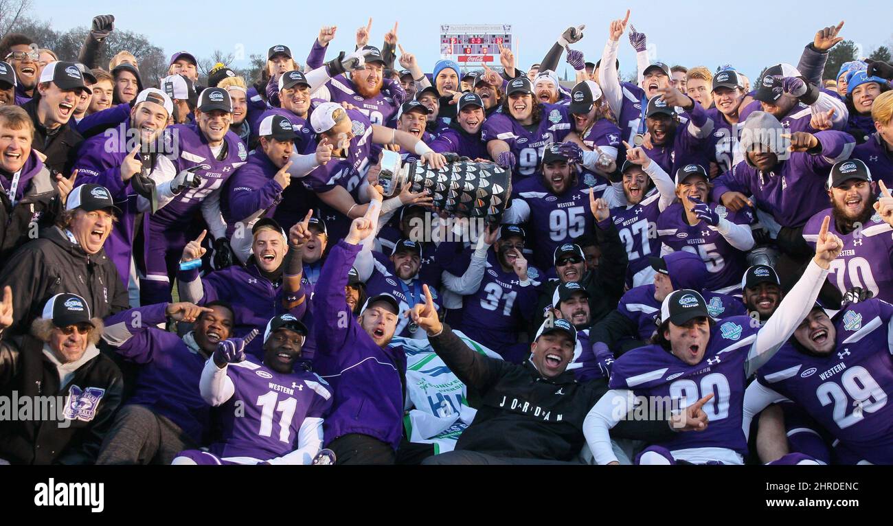 Western University Mustangs celebrate their 75-32 victory over Laurier ...