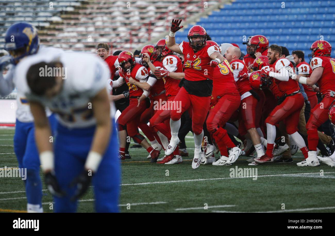 University of British Columbia Thunderbirds, left, react as the ...