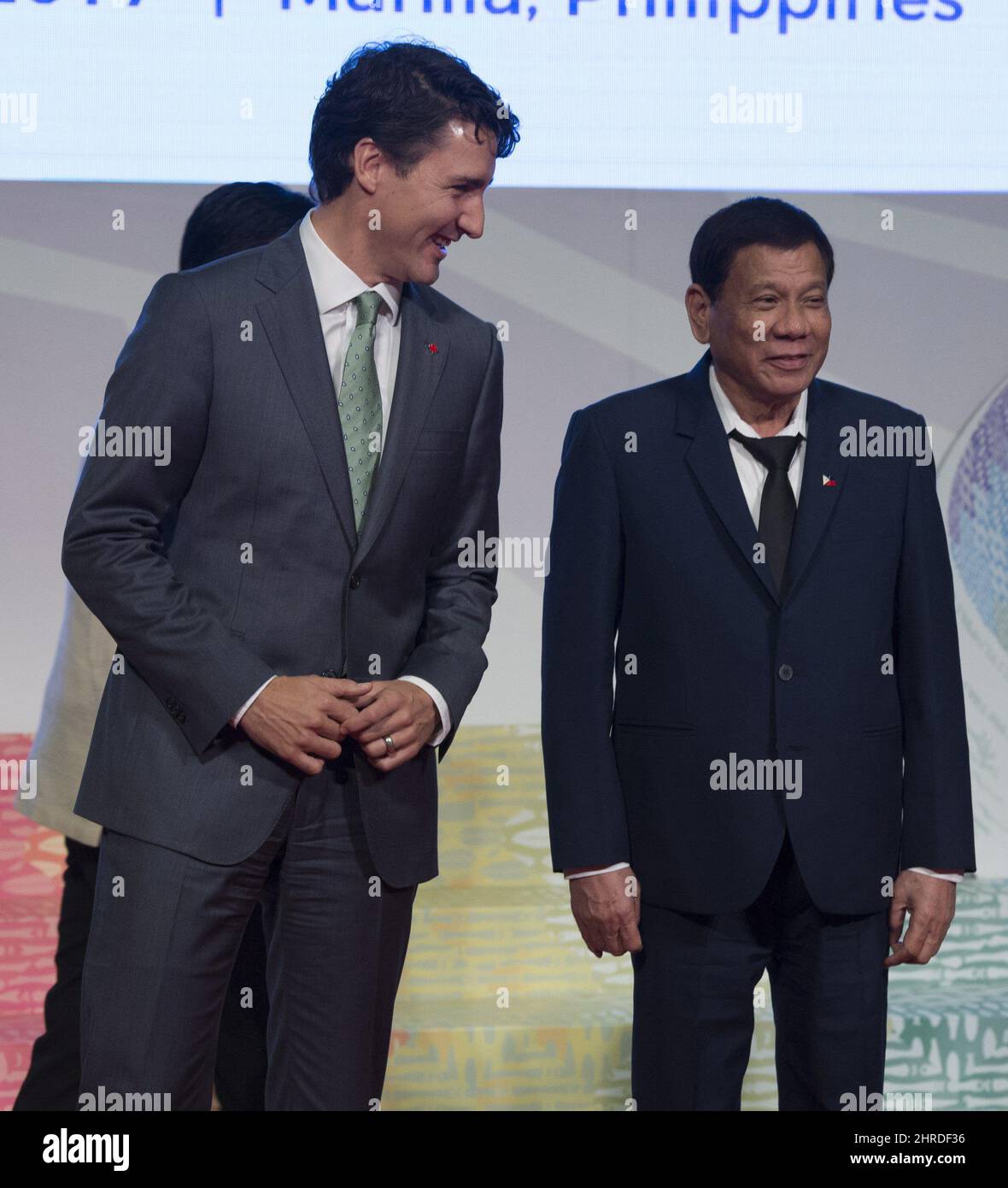 Canadian Prime Minister Justin Trudeau speaks with Philippine President ...