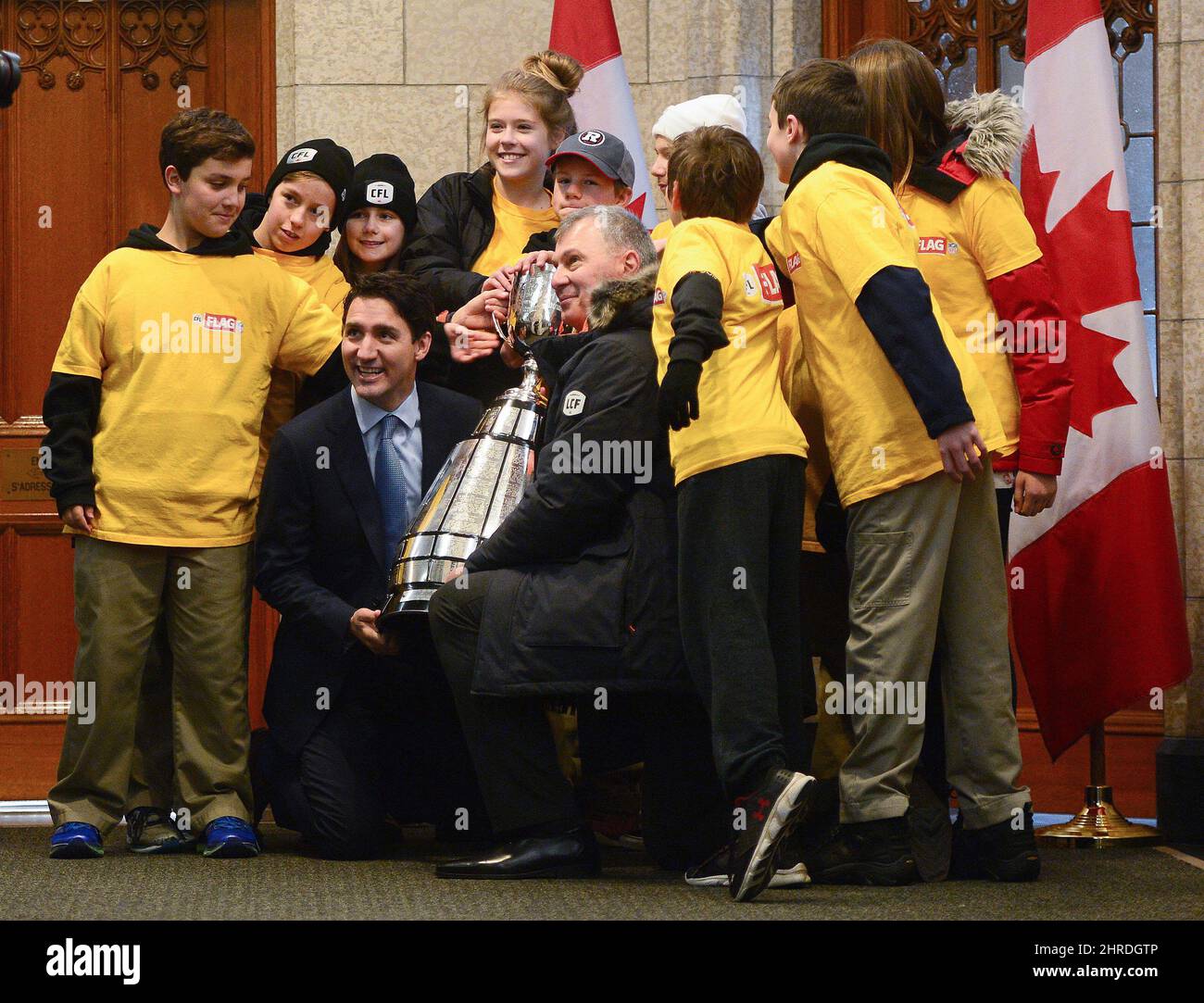 Prime Minister Justin Trudeau and CFL commissioner Randy Ambrosie join ...