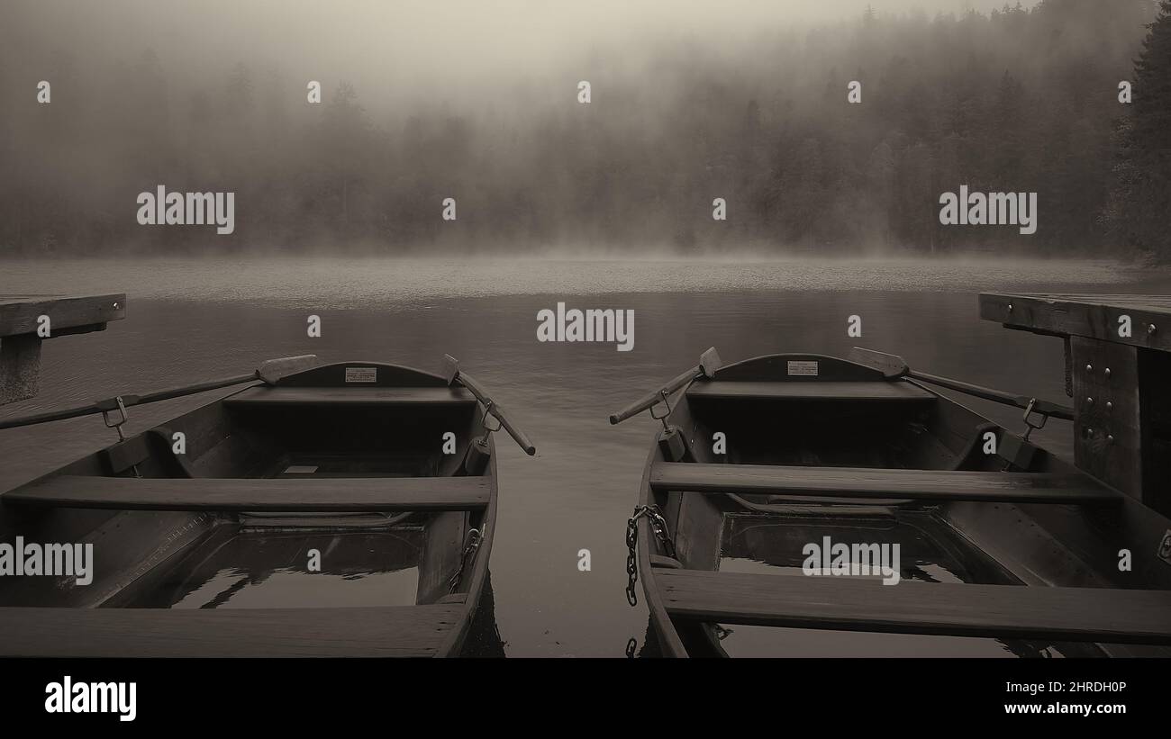 Picture of two boats standing in the river Stock Photo - Alamy