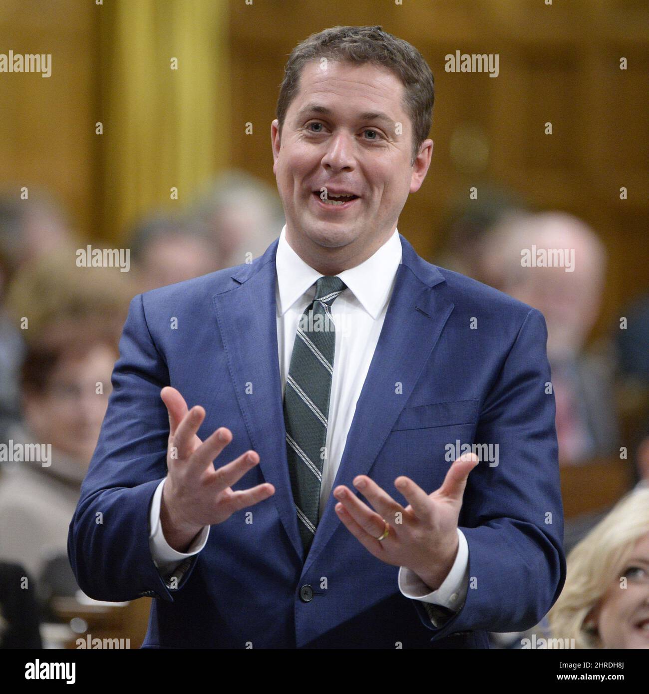 Conservative Leader Andrew Scheer rises during question period in the ...