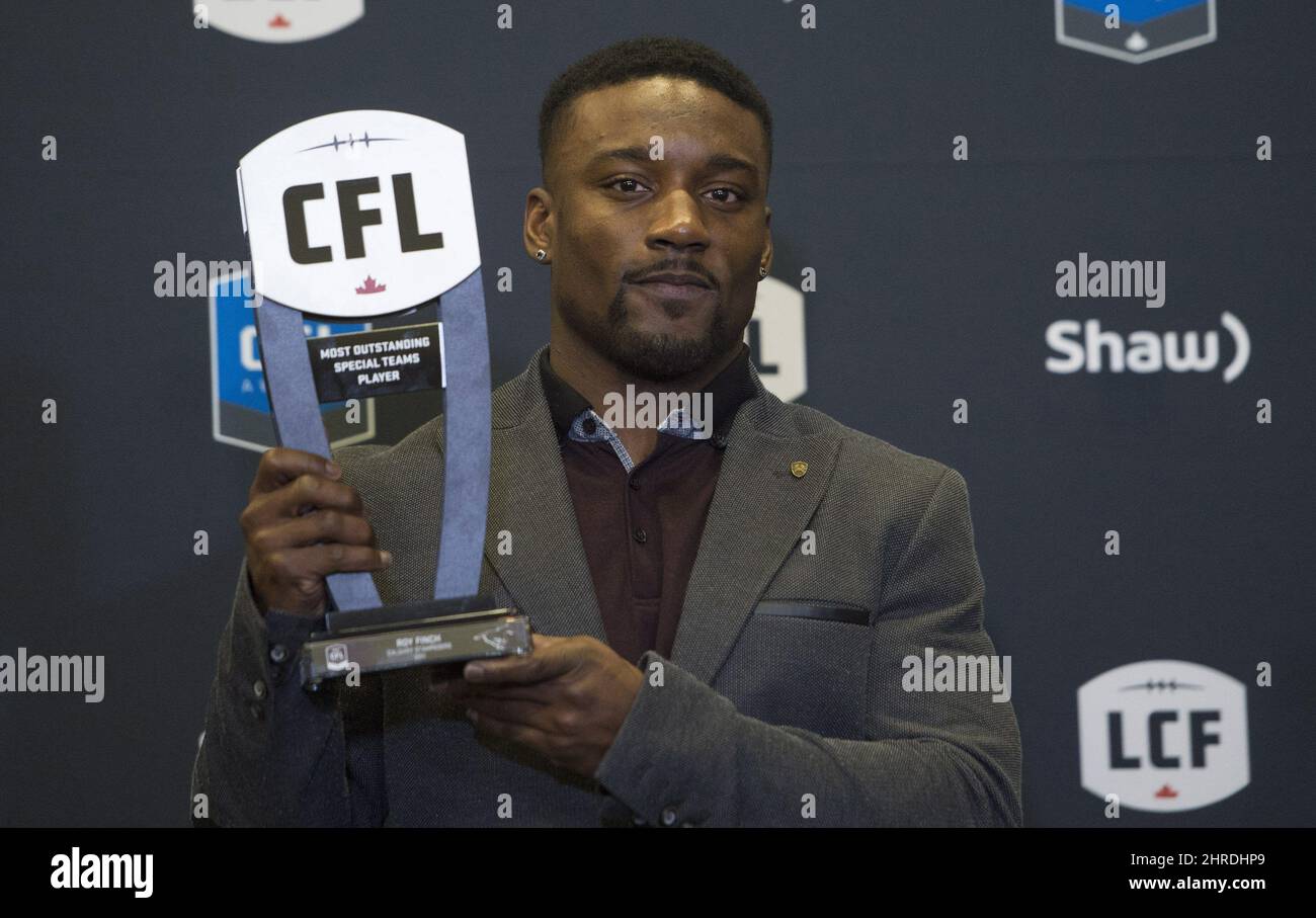 Calgary Stampeders return man Roy Finch, recipient of the Most ...