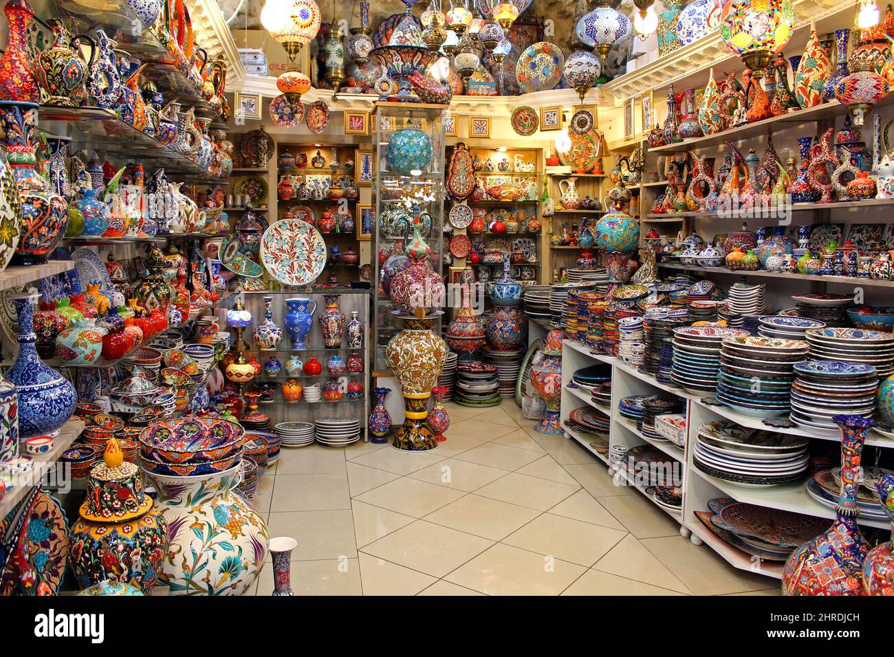 Beautiful ceramics store at the bazaar in the old town of Jerusalem ...