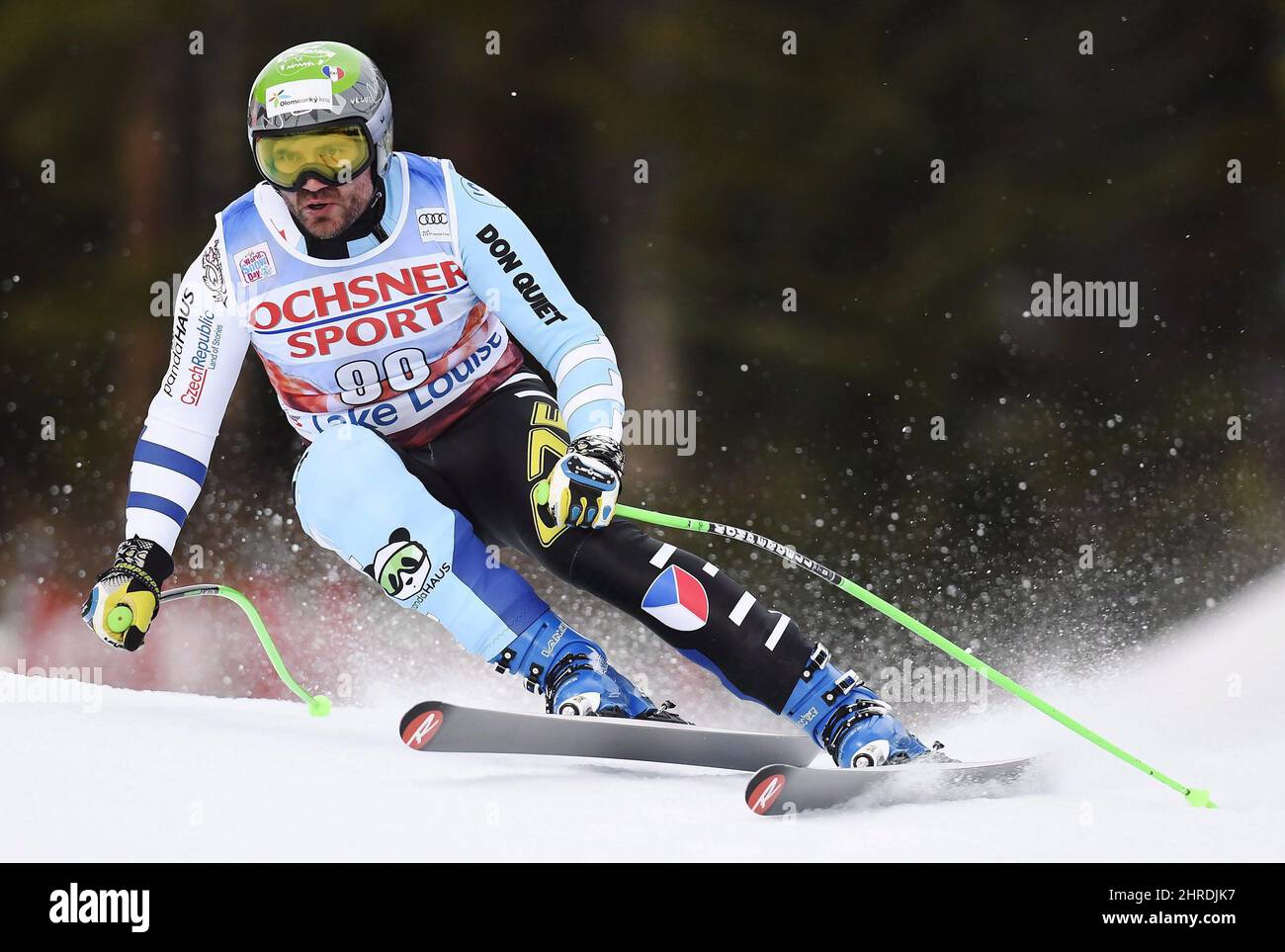 Jan Hudec of the Czech Republic heads down the course during a training ...