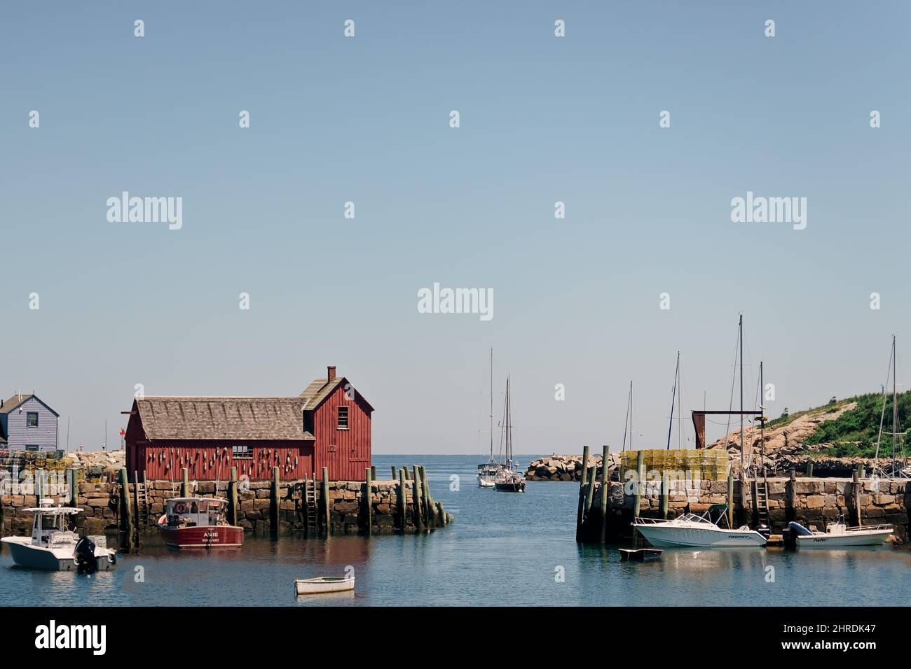 Beautiful shot of the Atlantic ocean with the harbor in Massachusetts ...