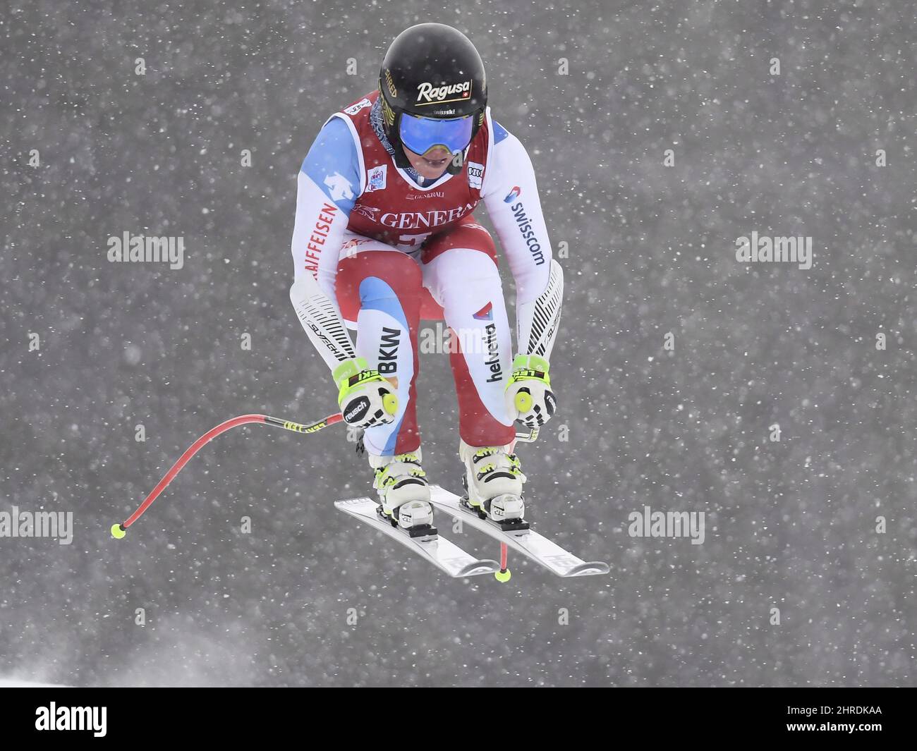 Lara Gut of Switzerland skis down the course during the first women's ...