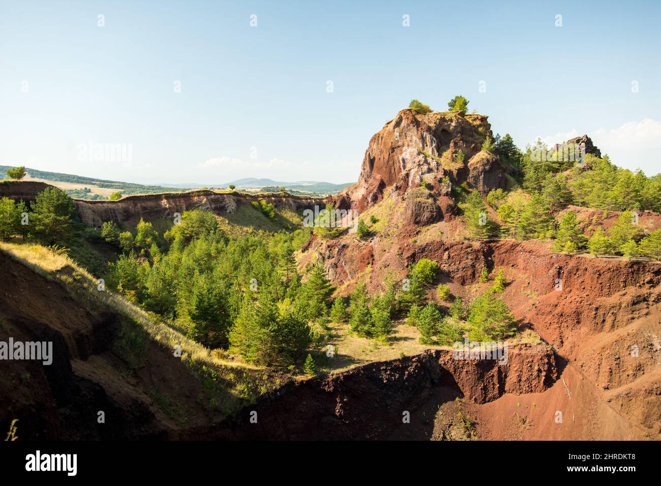 An aerial view of the beautiful old volcanic landscape Vulcanul Racos ...