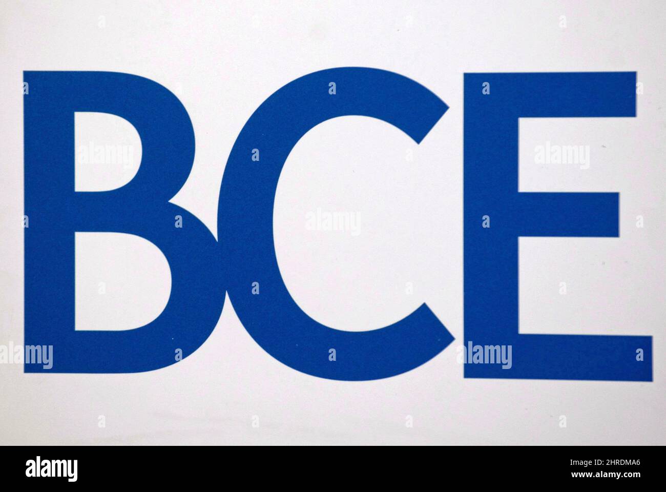 BCE Inc. logo is shown at the company's annual general meeting in ...