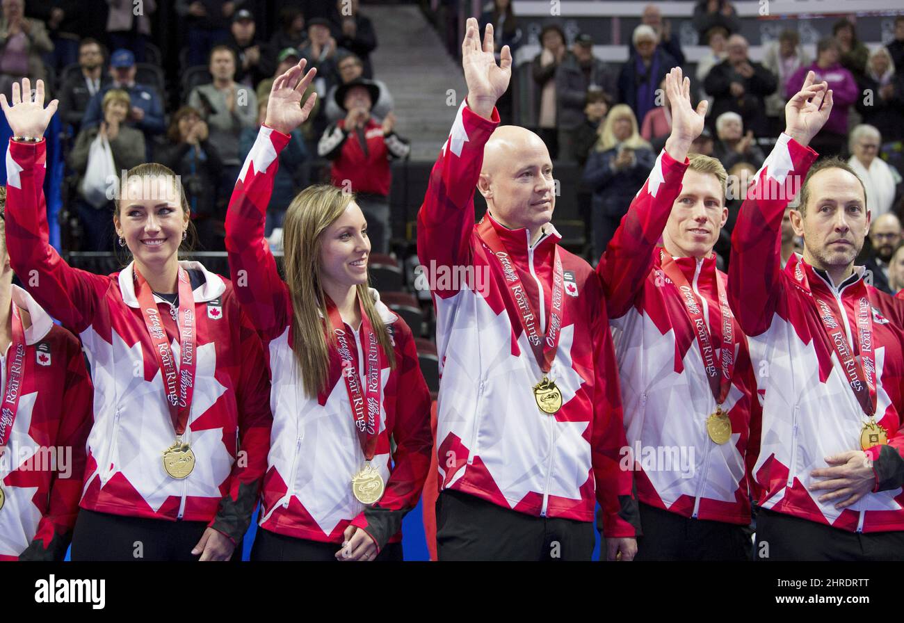 Team Homan third Emma Miskew, left to right, skip Rachel Homan, Team ...