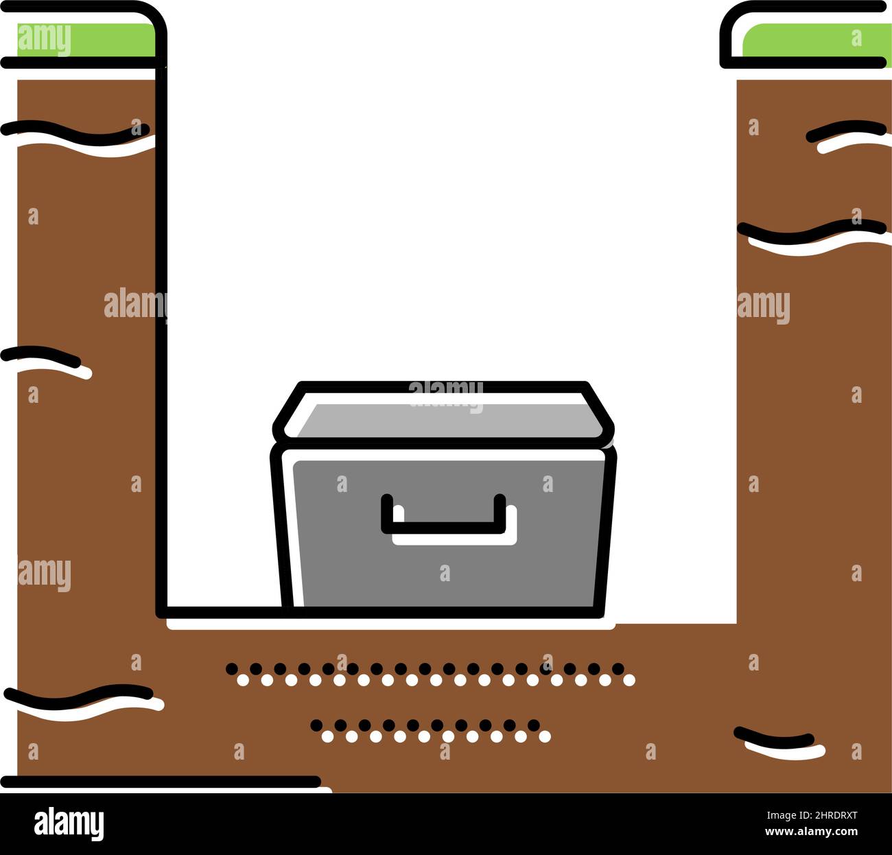 coffin in burial pit color icon vector isolated illustration Stock ...