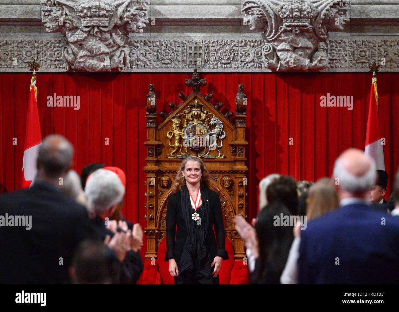 Canada's 29th Governor General Julie Payette receives an applause following her speech during ...