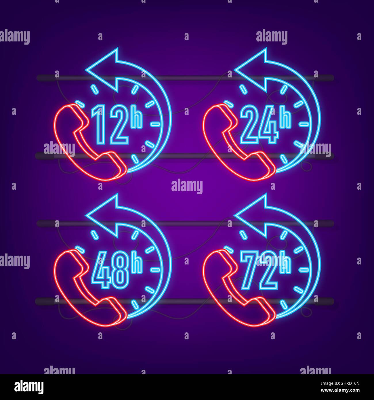 24-7 service concept. 24-7 open. sketch icon. Support service neon icon ...