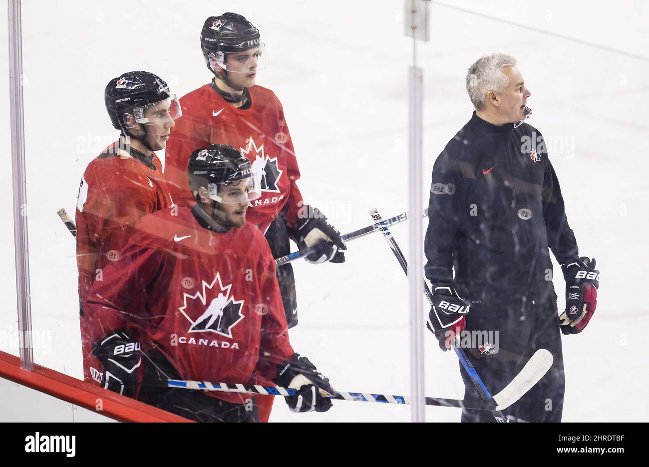 Canadian national junior team head coach Dominique Ducharme runs a ...