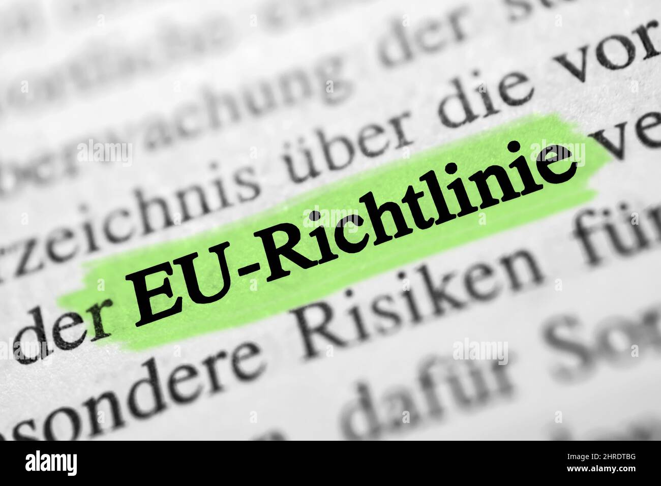 Closeup of the words "EU guidelines" highlighted in green on the page ...