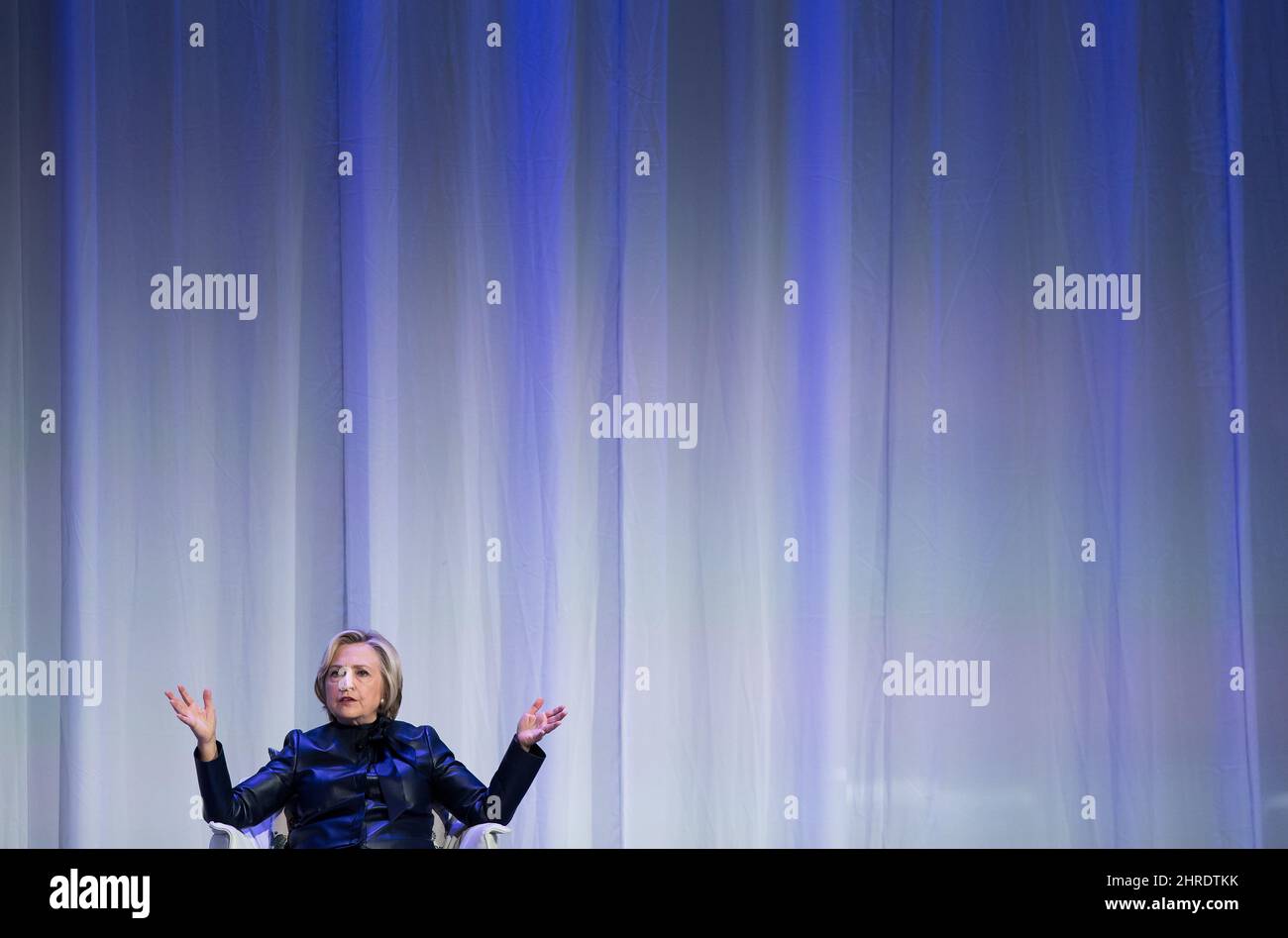 Hillary Clinton speaks during a book tour event in Vancouver, B.C., on ...