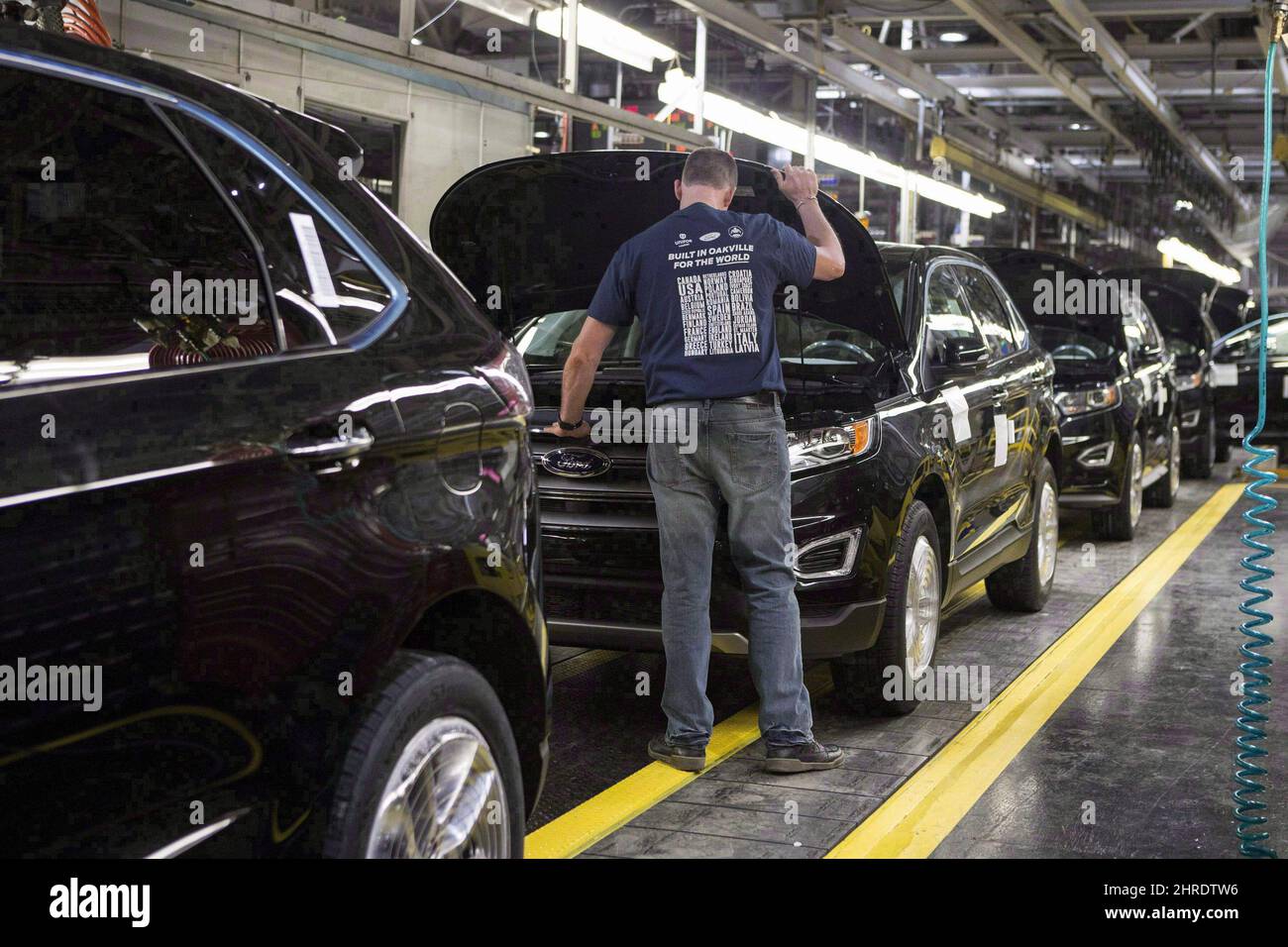 New Ford Edges sit on a production line as Ford Motor Company ...