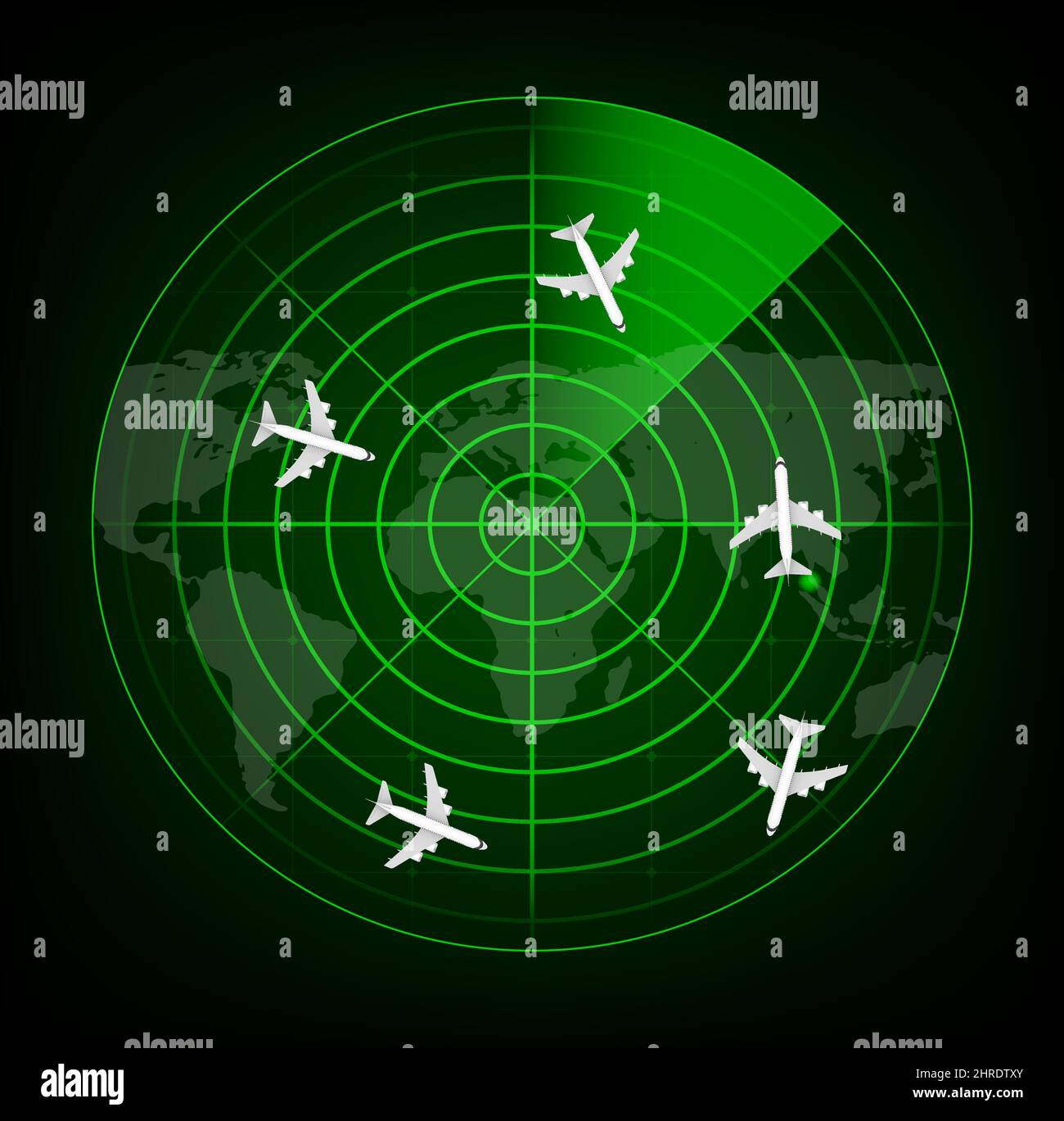 Realistic radar in searching. Radar screen with the aims. Vector stock ...