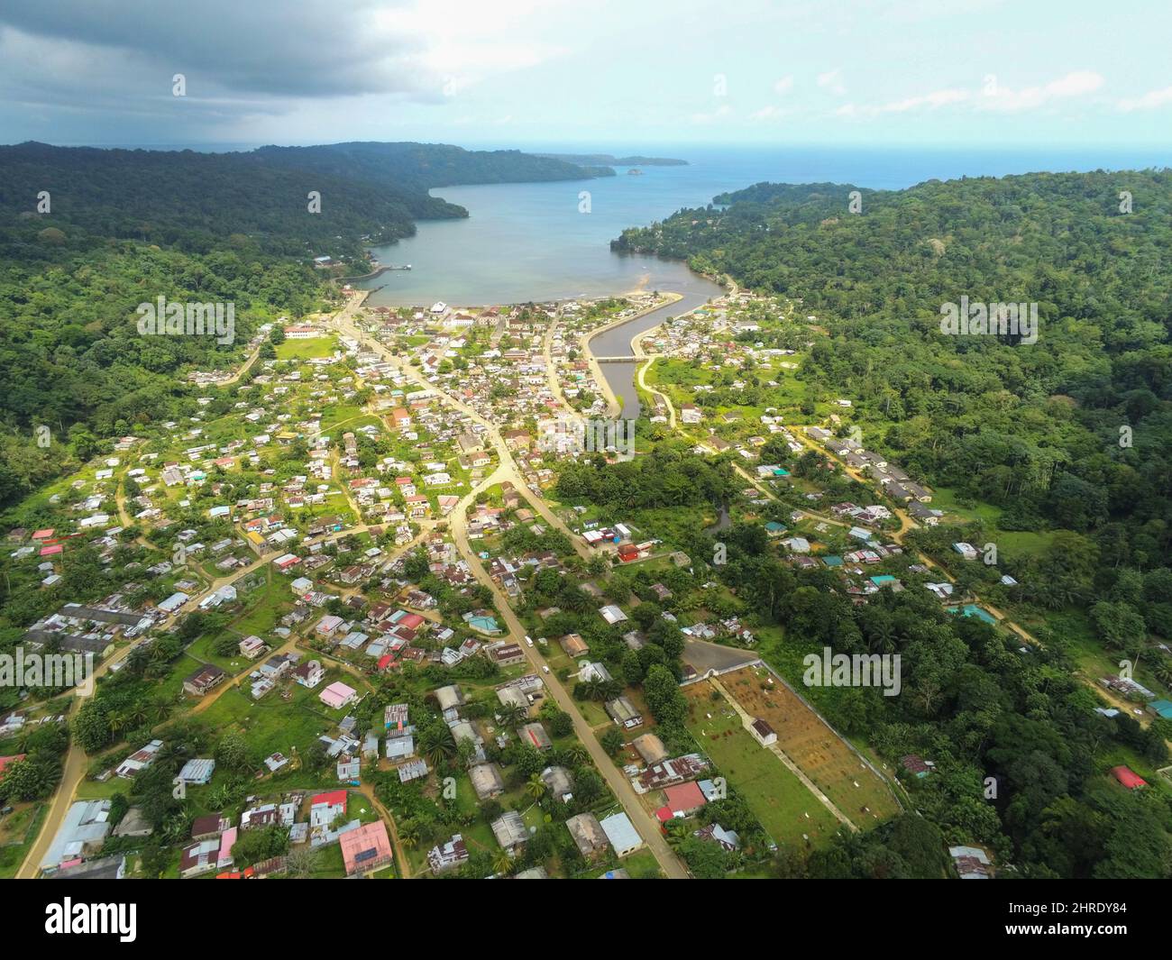 View of a tropical beach on Principe Island, Sao Tome and Principe ...