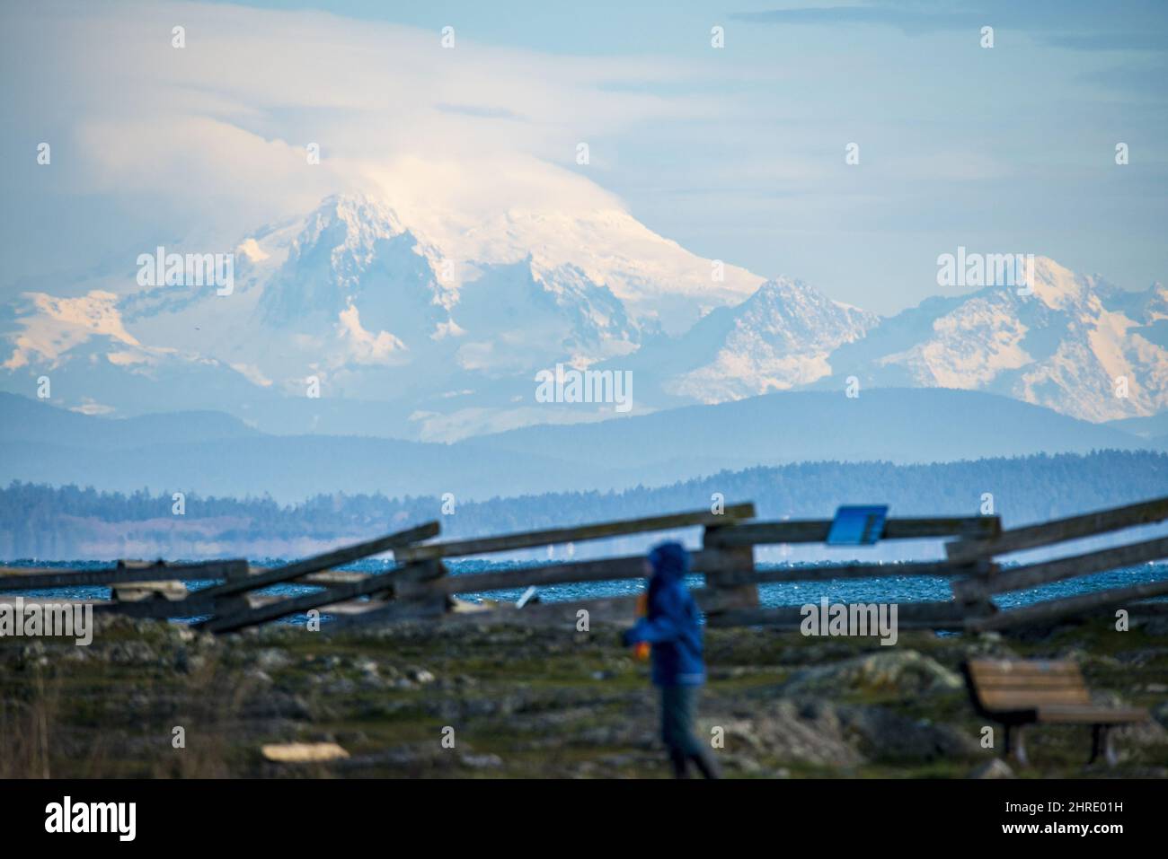 Breathtaking view of Mount Baker as it's seeing from Victoria, British ...
