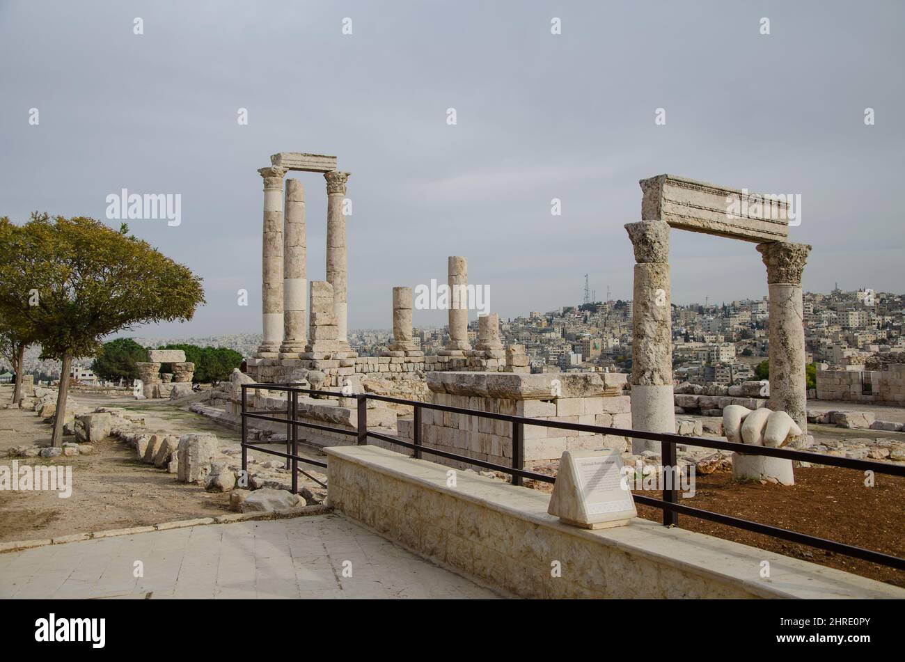 Aerial shot of Amman Citadel, Jordan on a sunny day in Jordan Stock ...