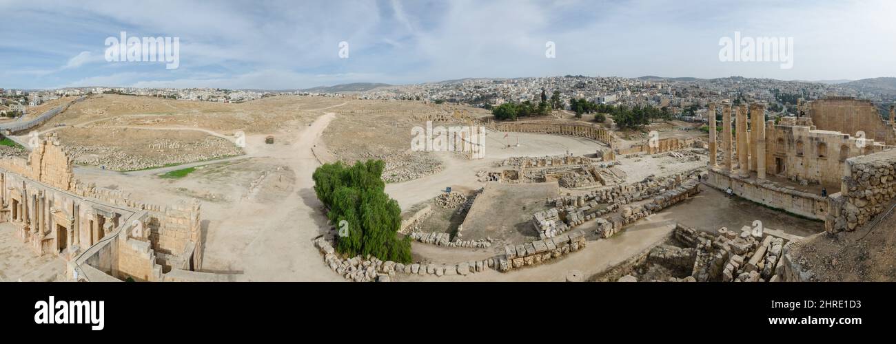 Panoramic view of the columns of the cardo Maximus, Ancient Roman city ...