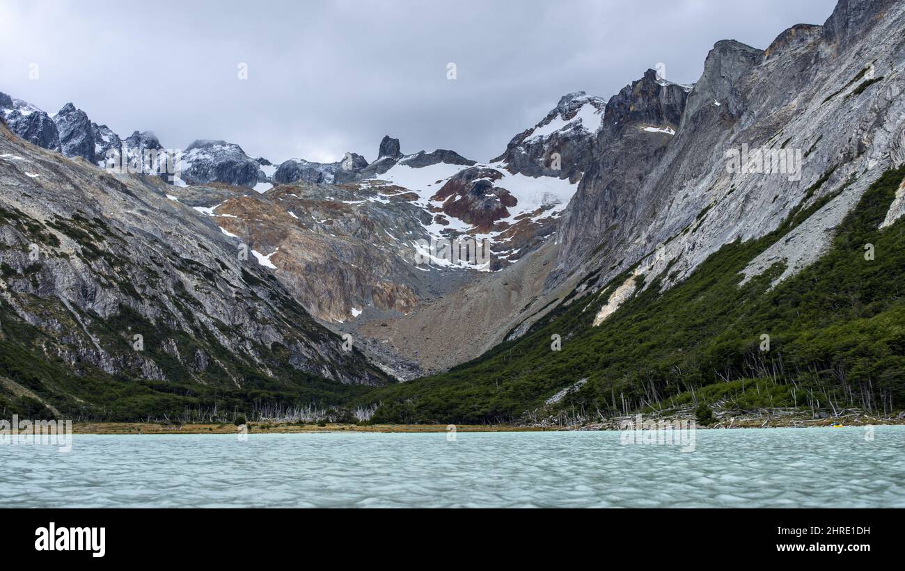 Beautiful scenery of Laguna esmeralda, Ushuaia, Argentina Stock Photo ...