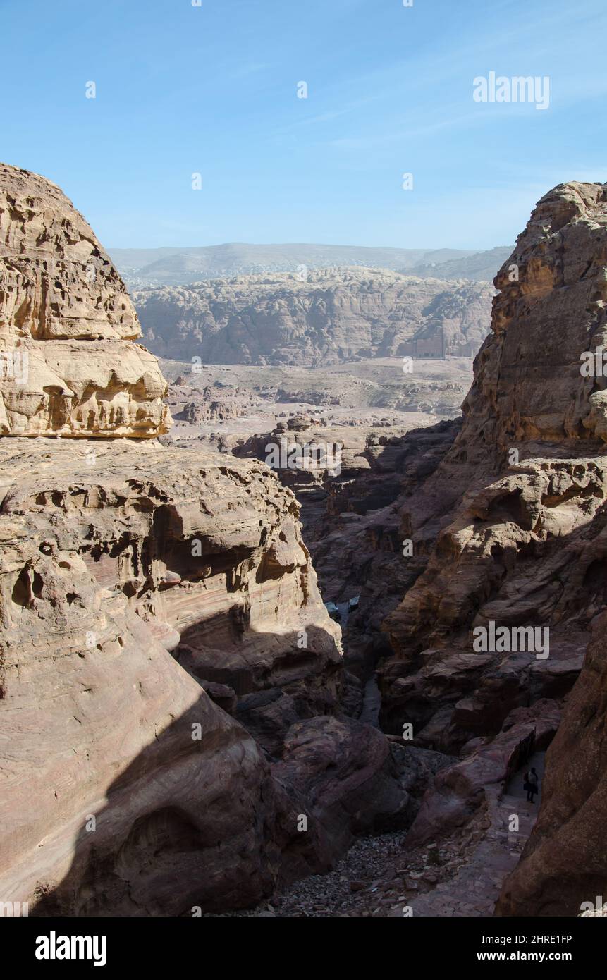 Vertical shot of beautiful rocky cliff views in Petra, Jordan Stock ...
