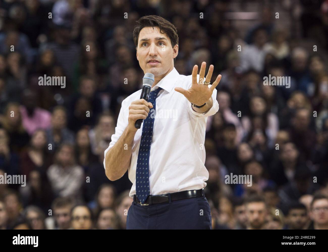 Prime Minister Justin Trudeau answers questions from the public during ...