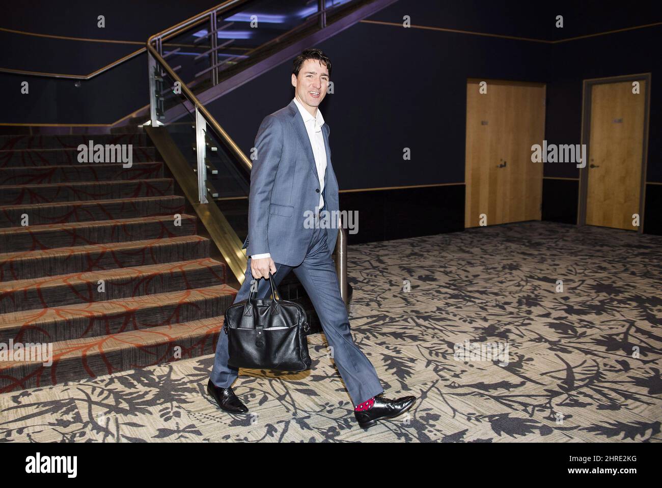 Prime Minister Justin Trudeau arrives for the Liberal cabinet retreat ...