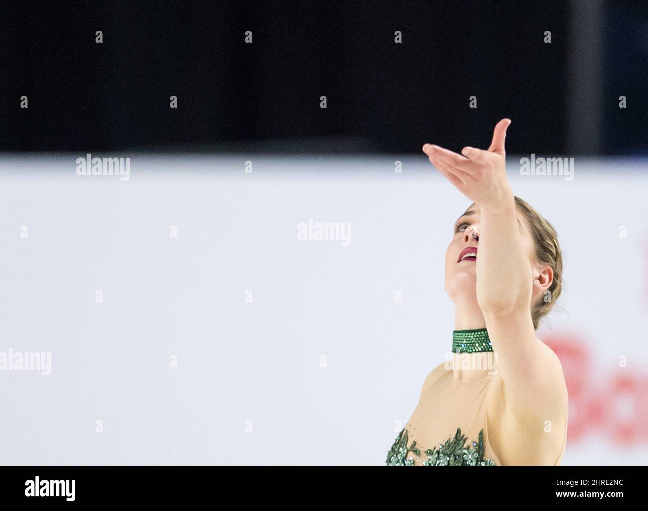 Kim Deguise-Leveillee, of Sorel-Tracy, Que., performs her short program ...