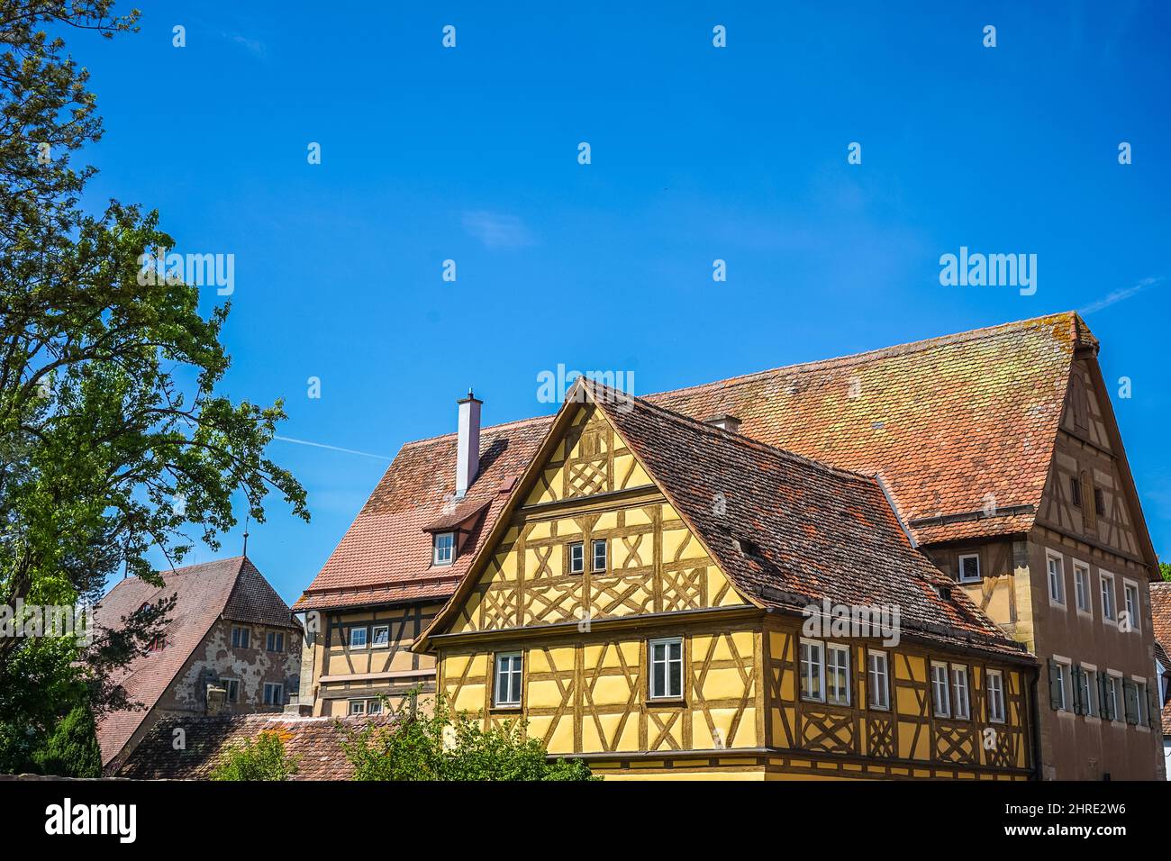Beautiful shot in the streets of Rothenburg ob der Tauber in Germany ...