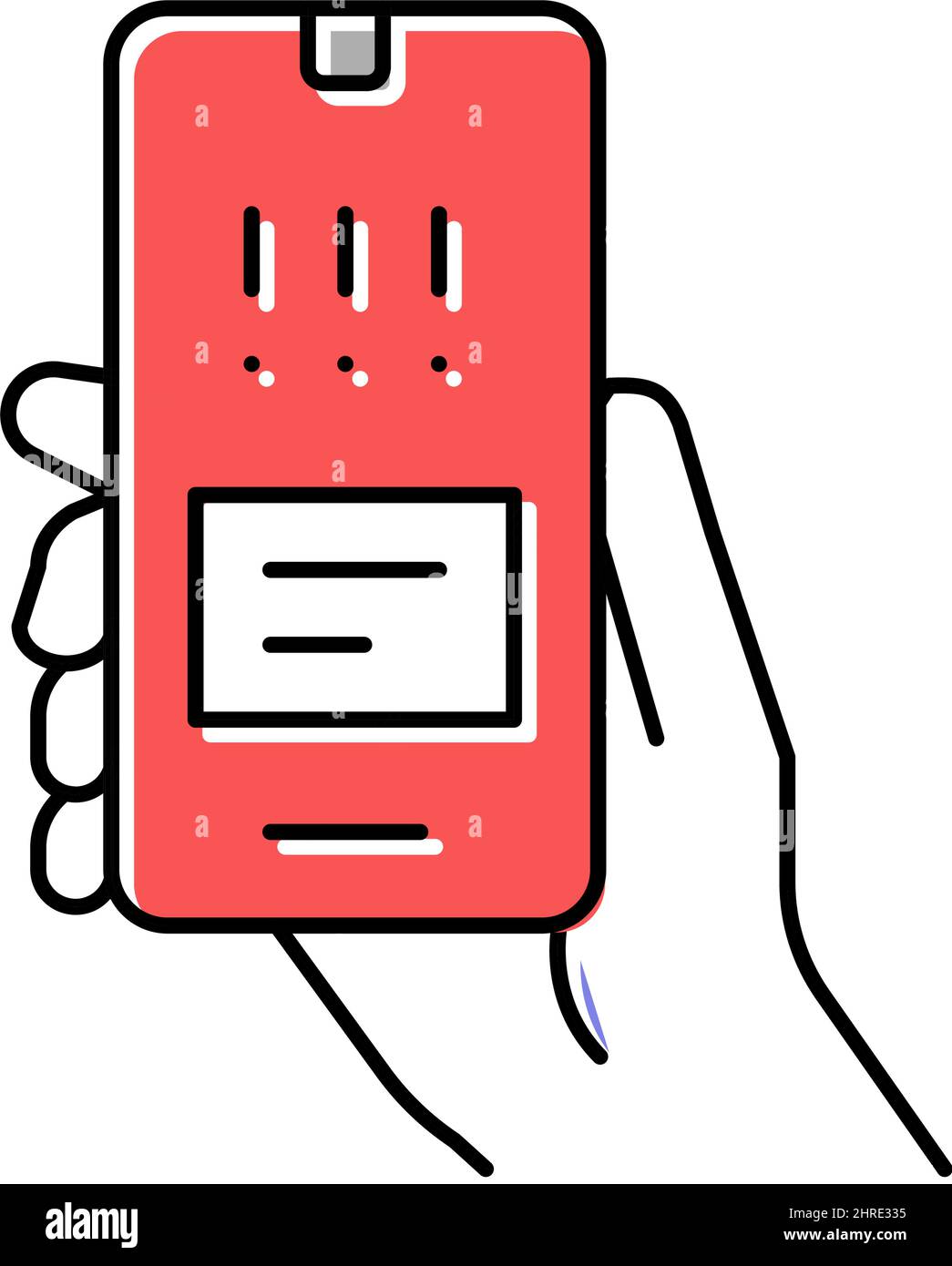 warning error smartphone app color icon vector illustration Stock ...