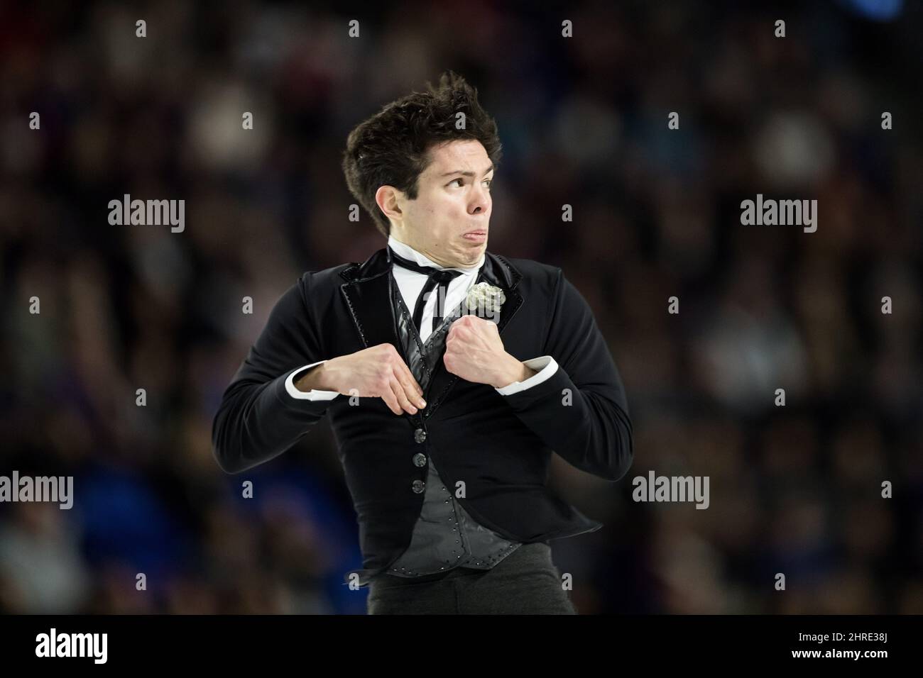 Keegan Messing, of Sherwood Park, Alta., performs his free program ...