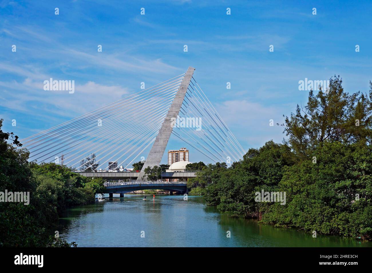 Cable-stayed bridge, Barra da Tijuca, Rio Stock Photo - Alamy