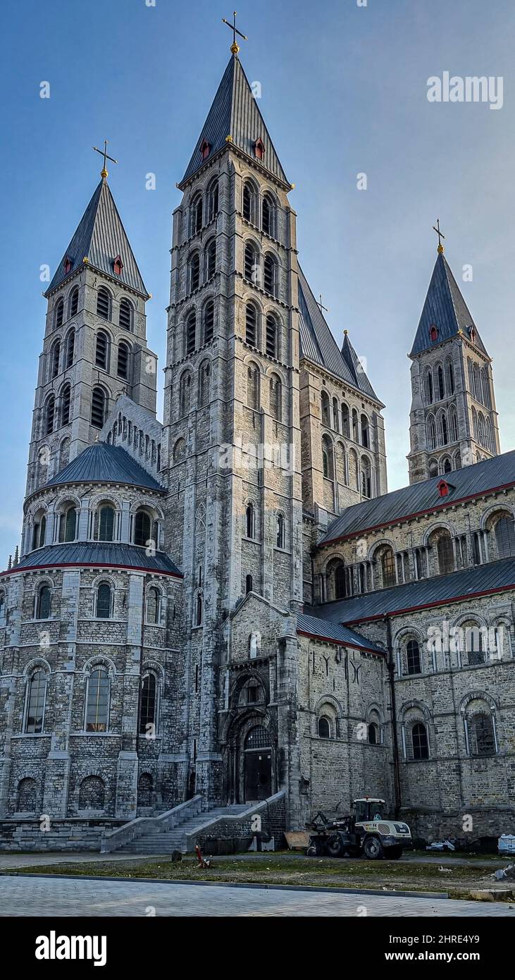 Vertical shot of the catholic cathedral of worship the dome and towers ...